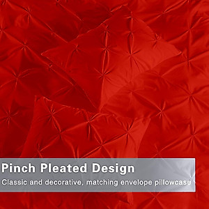 Oversized King Size Pinch Pleated Duvet Cover Set Red 600 TC Zipper Closure Egyptian Cotton 1 Piece Duvet Cover Pintuck Beddding Sets