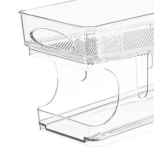 Natudeco Can Storage Dispenser for Fridge, Rolling Soda Can Organizer 2 Layer Refrigerator Beverage Holder Fridge Can Storage Rack for Drinks Cola Beer