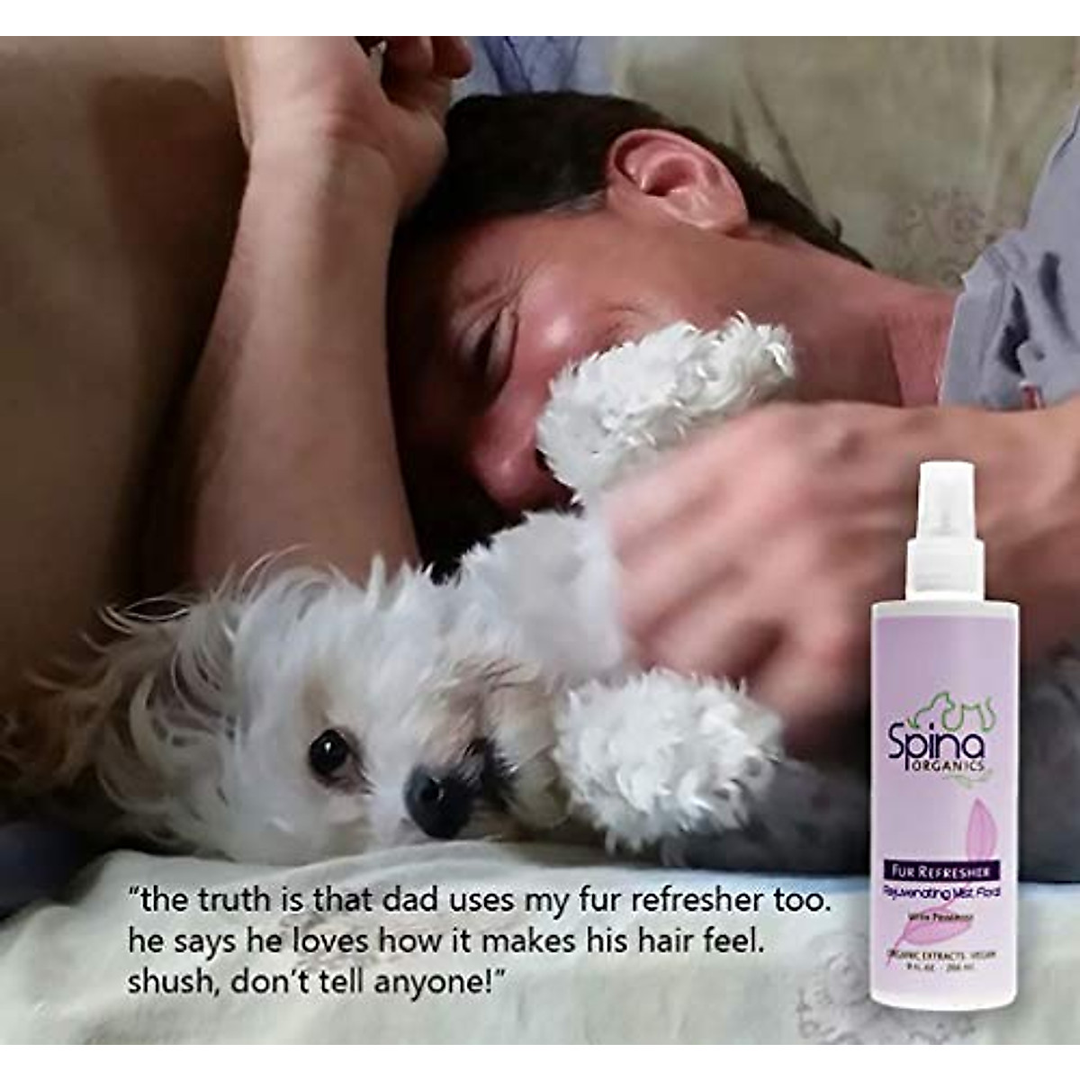 Spina Organics, All-Natural PET Deodorizer Fur Refresher Spray - Rejuvenating Mist with Botanical and Essential Oils, Featuring Primrose Oil in a Floral Scent Made in The USA 9 oz