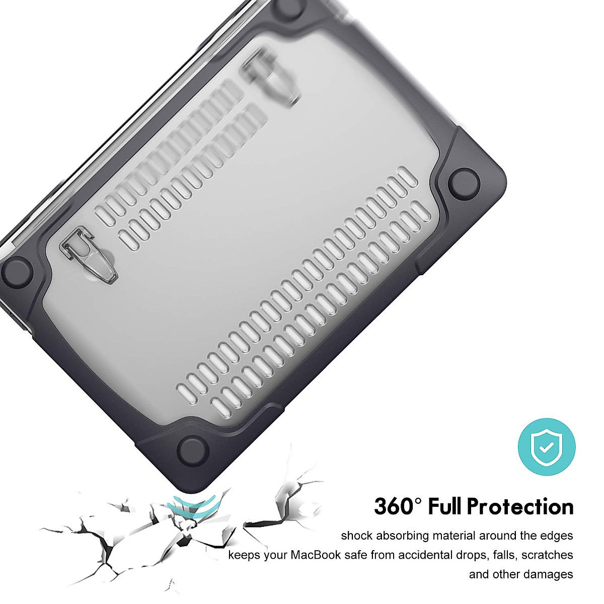 ProCase for MacBook Pro 13 Inch 2023 M2, 2022 2020 M1 A2338/ A2289/ A2251, Heavy Duty Hard Shell Case with Dual Layer Protective Cover and Kickstand for MacBook Pro 13-inch -Black