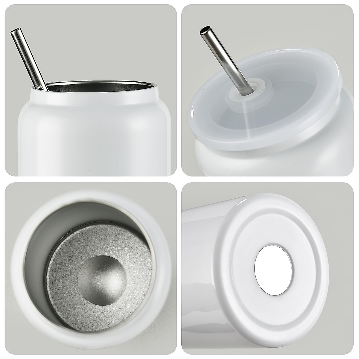 JYLJINGYULI 12 Pack 16 oz Sublimation Tumblers Blanks Glass Cups with Cup lid and straw,Stainless Steel double wall insulated Cups Blank, for Craft DIY