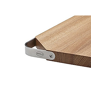 Rosle 15033 Cutting Board with Stainless Steel Handle, Wood, Natural, 48 x 32 x 3 cm