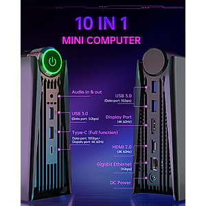 ACEMAGICIAN [Gaming PC] Mini PC Gaming, AMD Ryzen 7 5700U (up to 4.3Ghz) 32GB DDR4 512GB M.2 SSD Zen 3 Ryzen Mini PC RGB Lights AMR5 Mini Computer WiFi6 4K HDMI DP Type-C Small PC, Auto Power On