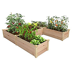 Greenes Fence Premium Cedar Raised Garden Bed, 8' x 8' x 16.5" U-Shaped Bed - Made in USA with North American Cedar