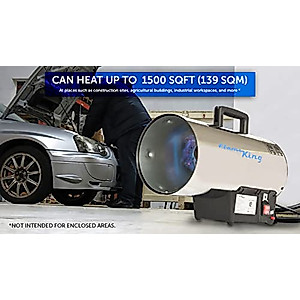 Flame King 60,000 BTU Portable Propane Forced Air Heater Outdoor Great for Jobsite, Construction, Garage, Patio, Stainless Steel