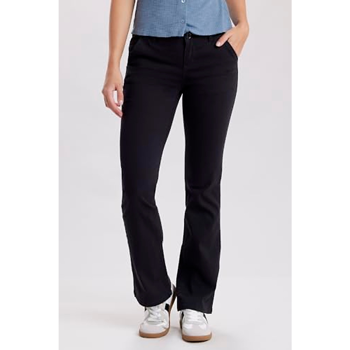 UNIONBAY womens Heather Slash Pocket Stretch Uniform Bootcut Pants, New Black, 9 US