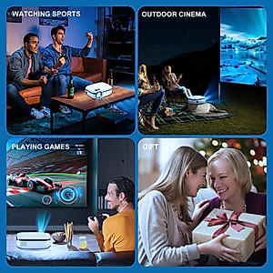 Mini Outdoor Projector 9500 Lumens, FunFlix 2023 Portable Movie Projector, 1080P Support, Home Theater Projector Compatible with HDMI, AV, USB, Laptop, Smartphone, TV Stick, Game