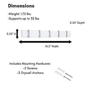 BIRDROCK HOME Folding Hook Coat and Hat Rack - 5 Hooks - 17 Inches - Wall Mount - Decorative Home Storage - Entryway Foyer Hallway Bathroom Bedroom Rail - Satin Nickel Hooks - White Pine Rail