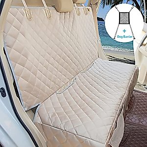 Bark Lover Dog Car Seat Cover for Back Seat Dog Seat Covers for Cars Waterproof Backseat Protector, Nonslip Rear Seat Cover for Dogs Kids,Universal Size Fits Cars Trucks SUVs (Beige)