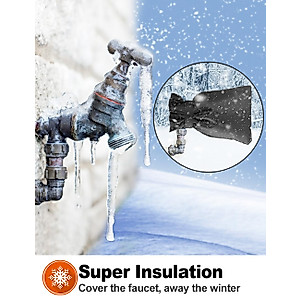 Outdoor Faucet Covers for Winter, Pro 10" H x 7" W Outside Faucet Cover Freeze Protection, Upgraded Reusable Waterproof Insulated Spigot Cover, Thickened Water Spigot Cover for Winter, 4 Pack, Black