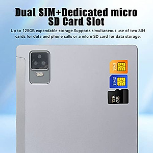 FOLOSAFENAR Office Tablet, 3 Card Slots US Plug 100-240V Dual Camera Octa Core CPU 6GB RAM 256GB ROM Tablet PC for School (Blue)