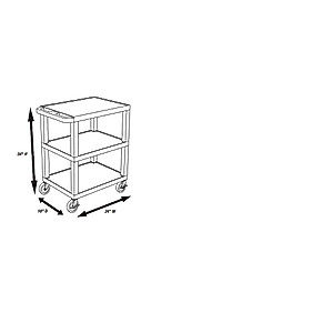 LUXOR WT34S 3 Shelves Tuffy Utility Cart - Black