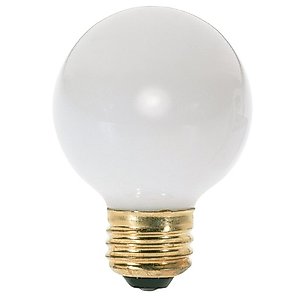 Satco S3841 120V Medium Base 25-Watt G16.5 Light Bulb, Gloss White