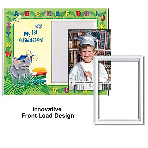 Prek Graduation Kindergarten Preschool Graduation Picture Frame | Colorful and Fun | Holds 3.5 x 5 Photo | First Graduation Keepsake Gift | Innovative Front-Loading Photo | Elephants Design