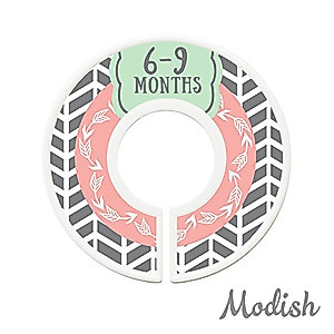 Modish Labels Baby Clothes Size Dividers, Baby Closet Organizers, Closet Size Dividers, Baby Closet Organizers, Clothes Organizer, Girl, Woodland, Arrows, Nordic, Boho, Pink, Mint, Gray (Baby)