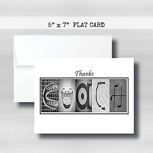 Personalized Hockey Black and White Coach Thank You Card, 5"x 7" FLAT CARD, Greeting Cards