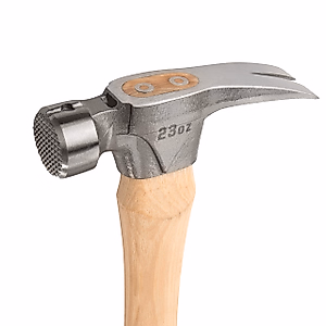 ESTWING Pro California Hammer - 23 oz Rip Claw Hammer with Milled Face & Hickory Wood Handle - MRW23LM