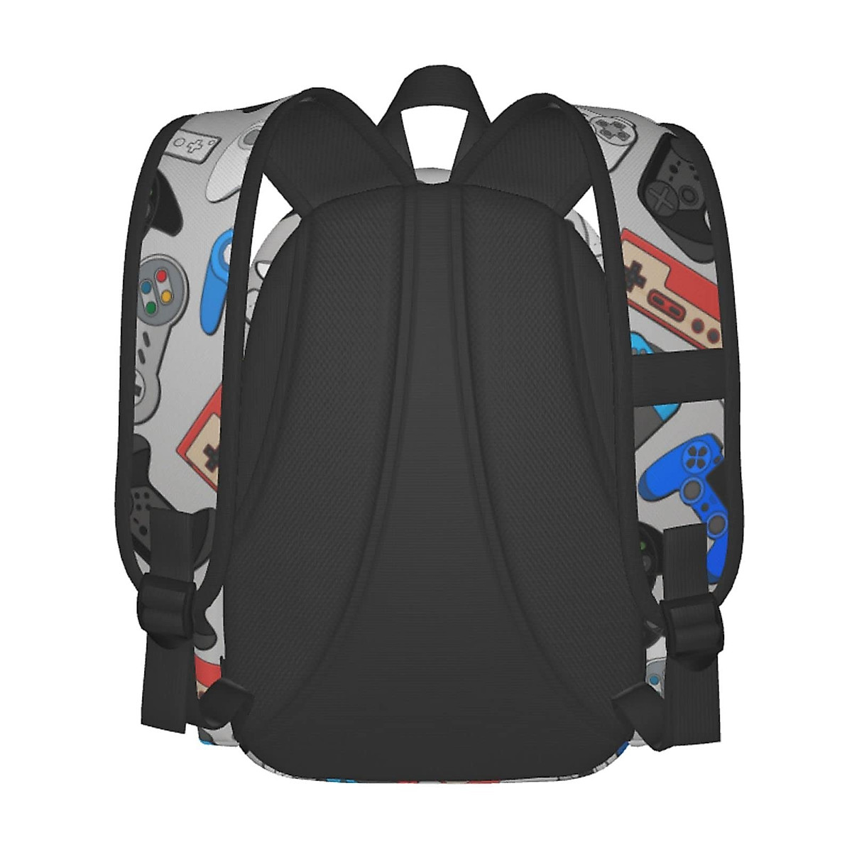 Oplp Video Game Controller Grey Background Large Capacity Backpack Colorful Gamepad Lightweight Personalized Laptop Bag Tablet Travel School Bag with Multiple Pockets