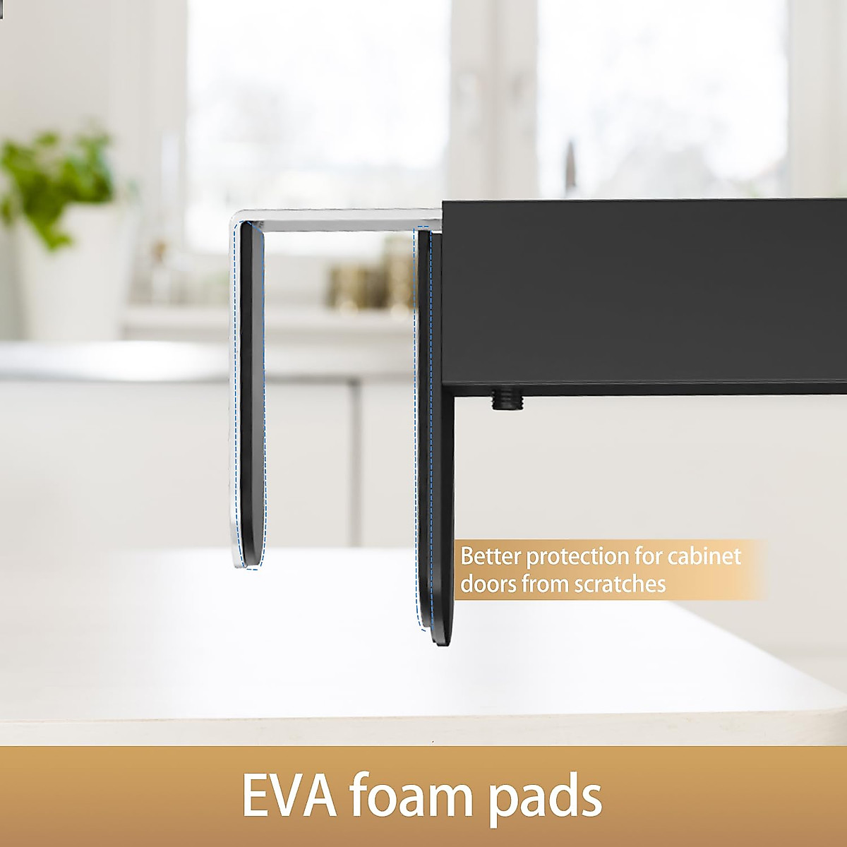 VEHHE Kitchen Towel Holder, Retractable Kitchen Towel Rack, Hooks Adjustable to Door Thickness, Dish Towel Holder with EVA Pad, Over The Door Towel Rack, L10.4~16.9 X W0~1.2 X H2.4 inches (Black)