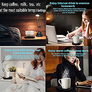 Cup Warmer with 3 Settings,Coffee Mug Warmer for Desk Auto Shut Off Cup Warmer Water Tea Milk Desktop Heating Plate Electric Beverage Warmer Plate