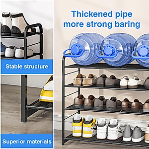 AIYAKA 4-Tier Shoe Rack Storage Organizer, Metal Stackable and Adjustable Shoe Rack for 16 Pairs of Shoes for Entryway Closet Doorway, Black