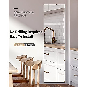 nosplit Unbreakable Gym Mirrors for Home Wall,Kids Safe Shatterproof Full Length Workout Extra Thick1/8 48''x12'',Child Acrylic Plastic Non Glass Long Body Mirror, Bedroom Door Tiles, Silver