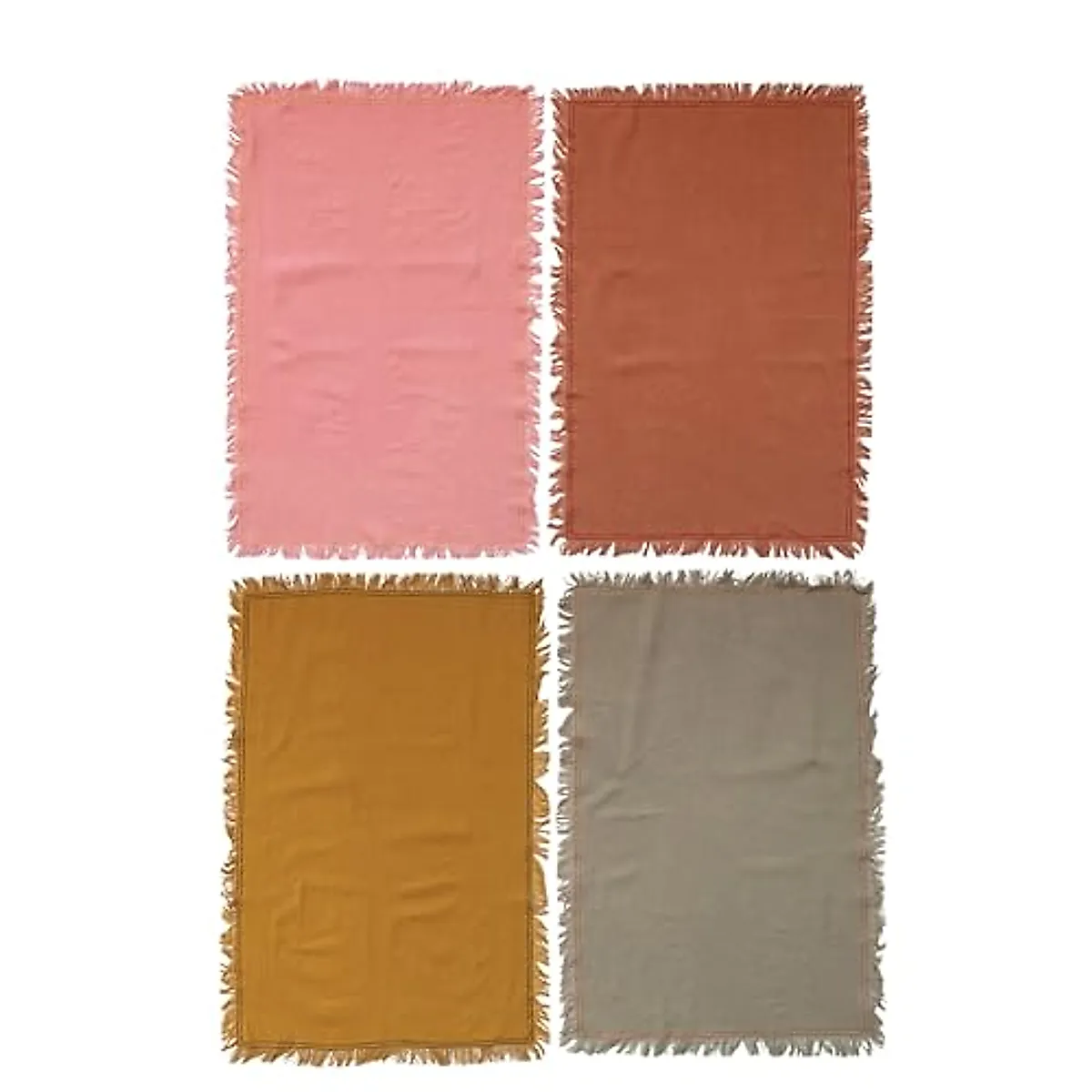 Creative Co-Op Woven Cotton Fringe, Set of 4 Colors Tea Towel, Multi