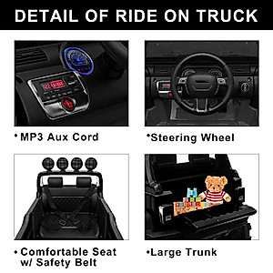 OTTARO Ride on Cars Trucks Electric Car for Kids, 12V Battery Powered Car w/Parental Remote Control, Spring Suspension, LED Lights, MP3 Player, Safety Belt（Pink）