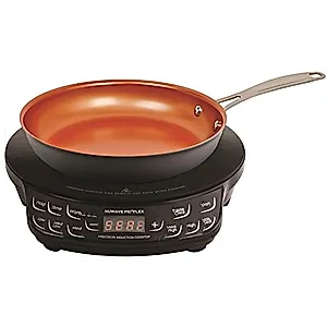 NUWAVE Flex Precision Induction Cooktop, 10.25” Shatter-Proof Ceramic Glass, 6.5” Heating Coil, 45 Temps from 100°F to 500°F, 3 Wattage Settings 600, 900 & 1300 Watts, 9” Duralon Ceramic Pan Included
