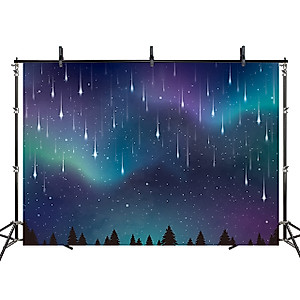 Fabric Night Sky Star Backdrop Shooting Star Aurora Party Decoration Universe Galaxy Constellation Celestial Photo Backgound Twinkle Little Star Photo Booth Wedding Baby Shower Birthday Party Supplies