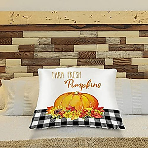 Fall Decor Pumpkins Decorative Pillow Autumn Decorations for Couch Sofa Bedroom Car Living Room Standard Size Satin Rustic Pillow Shams Zippered 18x18