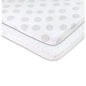 Ely's & Co. Pack N Play,Playard,Portable Crib Sheet 2-Pack Combed Jersey Cotton for Baby Boy or Baby Girl (Grey Dottie)