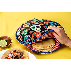 Largest! Two Sided Tortilla Warmer, 12” Insulated and Microwaveable, Fabric Pouch Keeps Them Warm for up to One Hour! Perfect Holder for Corn & Flour, Insulated Keeper! by ENdeas