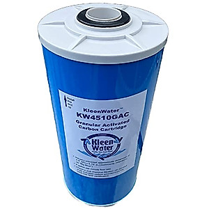 KleenWater Activated Carbon Filter, Replacement Water Filter Cartridge, 4.5 x 10 Inch, Chlorine Sulfur Odor Contaminants Filtration