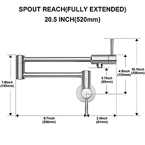 MSTJRY Pot Filler Faucet Wall Mount Commercial Kitchen Faucets Stainless Steel Stretchable Double Joint Swing Arm Single Hole Two Handle Kitchen Sink Faucet