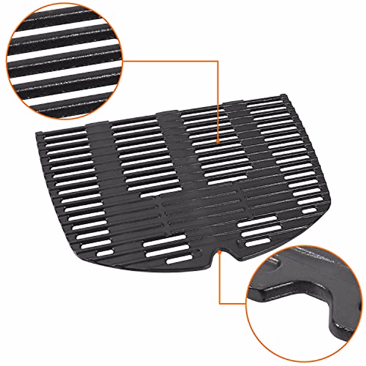 DELSbbq 7584 Cast Iron Grates and 65032 Grill Burner for Weber Q300 Q320 Q3000 Q3200 57060001 586002 Gas Grills, Replacement Parts for Weber 7646, 65032