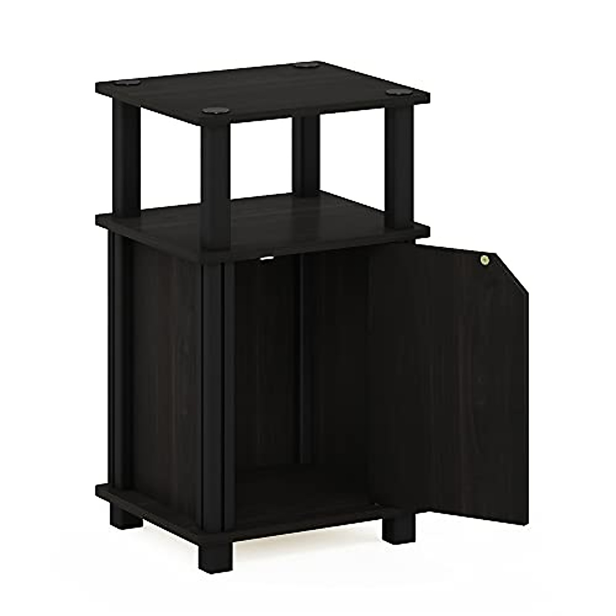 Furinno Brahms 3-Tier End Side Sofa Table/Nighstand with Door, 1-Pack, Espresso/Black
