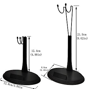 NANSHINE 5 Pcs Action Figure Stand 1/6 Scale Model Stand 12 inch, Black Holder Support Base Bracket for Model, Action Figure Base Display Stand U Type Simple Packaging- Detachable Adjustable Height