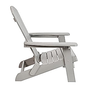 Flash Furniture Charlestown Commercial Folding Adirondack Chair - Gray - Poly Resin - Indoor/Outdoor - Weather Resistant