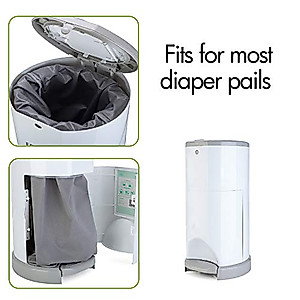 Teamoy Pail Liner for Cloth Diaper(Pack of 3), Reusable Diaper Pail Wet Bag with Elastic Edge, Fits for Dekor, Ubbi Diaper Pails, Gray +Gray Strips +Black Strips