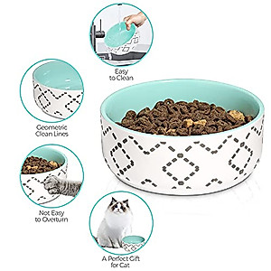 MSBC Ceramic Cat Bowls(13oz/390ml), Cute Cat Food and Water Feeder Set, Dog Cat Basic Bowl, Small Pet Feeding Dishes for Cat, Kitten, Small Dog, Whisker Stress Free, Dishwasher Safe, Set of 2, Blue