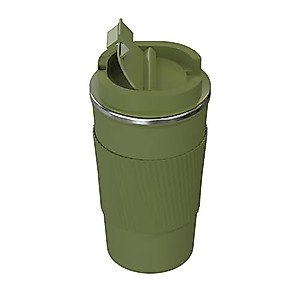 OUTDOORS PROFESSIONAL OUTD9454 Stainless Steel Double-Walled Vacuum-Insulated Coffee Cup with Spillproof Lid (17.2 Oz.; Olive Green)