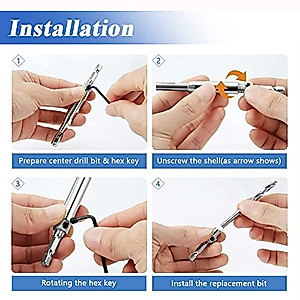 Eyech 4Pcs HSS Door Window Cabinet Self Centering Hinge Drill Bits Set Center Hinge Drill Bit Mill Tool for Opening Hole-5/64 Inch 7/64 Inch 9/64 Inch 11/64 Inch