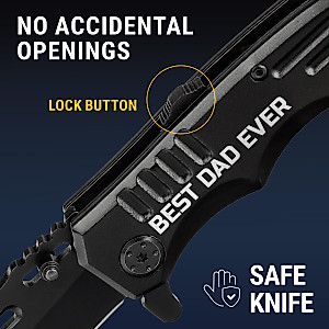 Gifts for Men - Stocking Stuffers for Adults - Mens Gifts Ideas - Cool Pocket Knife ‘BEST DAD EVER’ - Best Christmas Gifts for Dad Husband - Holiday Gift for Stepdad Father - 6681 BDE