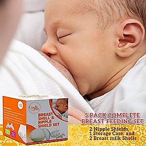 Nippleshield and Breast Shell for Breast Feeding | Nipple Shield in Storage case | Breastfeeding Essentials | Milk Savers or BreastMilk Catcher | Protects Sore Nipples & Collects Breast Milk Leaks