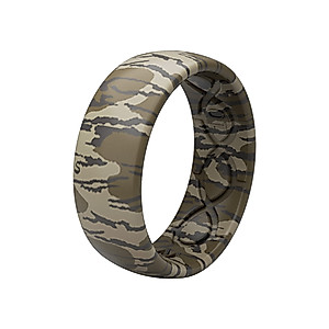 Groove Life Mossy Oak Bottomland Camo Silicone Ring - Breathable Rubber Wedding Rings for Men, Lifetime Coverage, Unique Design, Comfort Fit Ring - Size 10