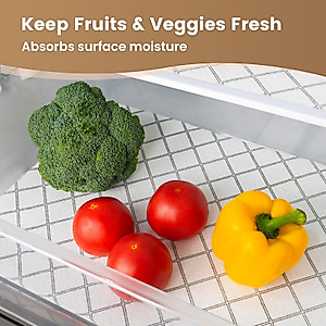 Shinlendid Refrigerator Liners Non-Slip 12IN x 10Feet, Absorbent Fridge Shelf and Drawer Liners Keep Fruits & Vegetables Fresh, Washable Refrigerator Mats, Whinte