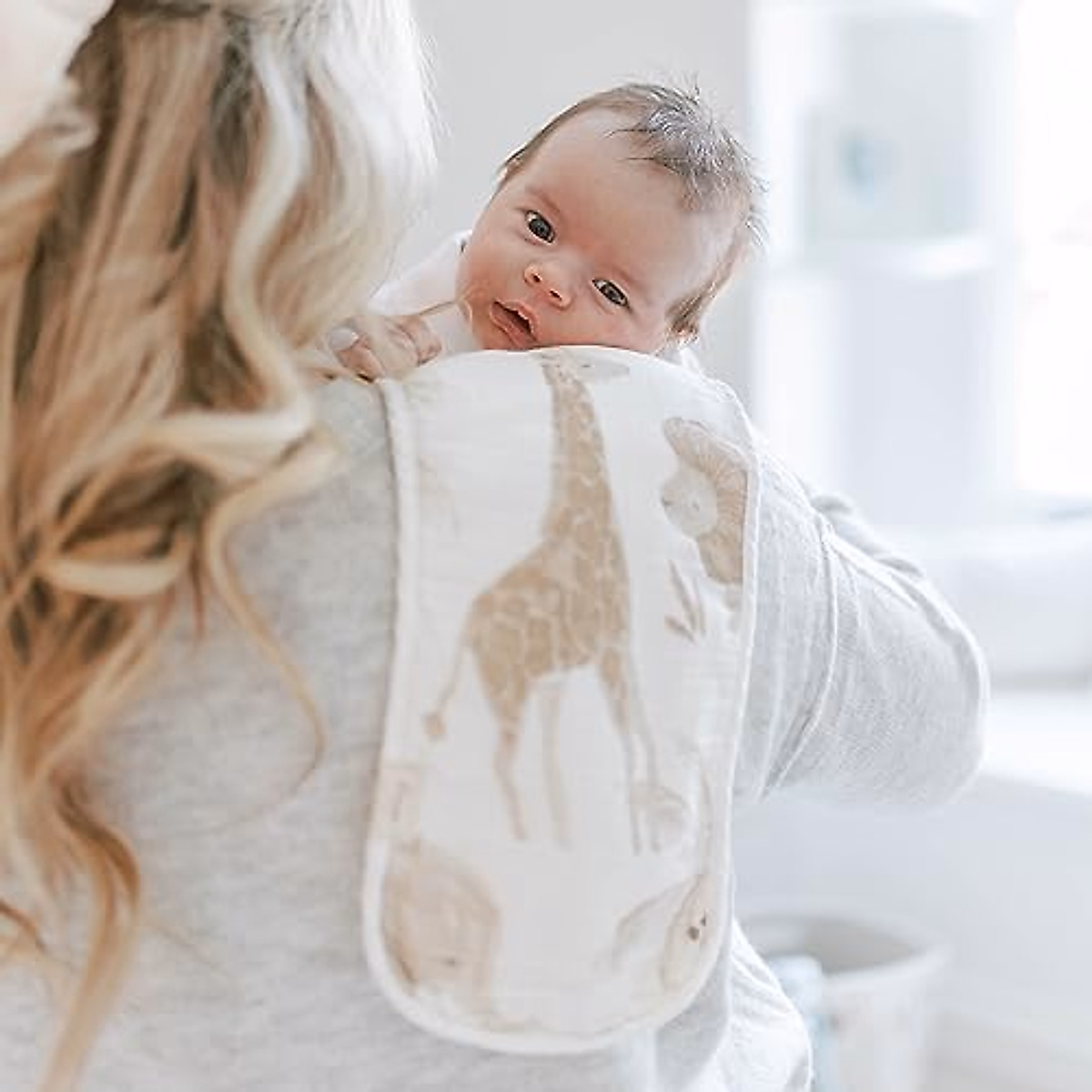 Crane Baby Soft Muslin Burp Cloth, Lightweight and Absorbent Burp Cloth for Boys and Girls, Safari Animal, 3 Piece, 7” x 20”