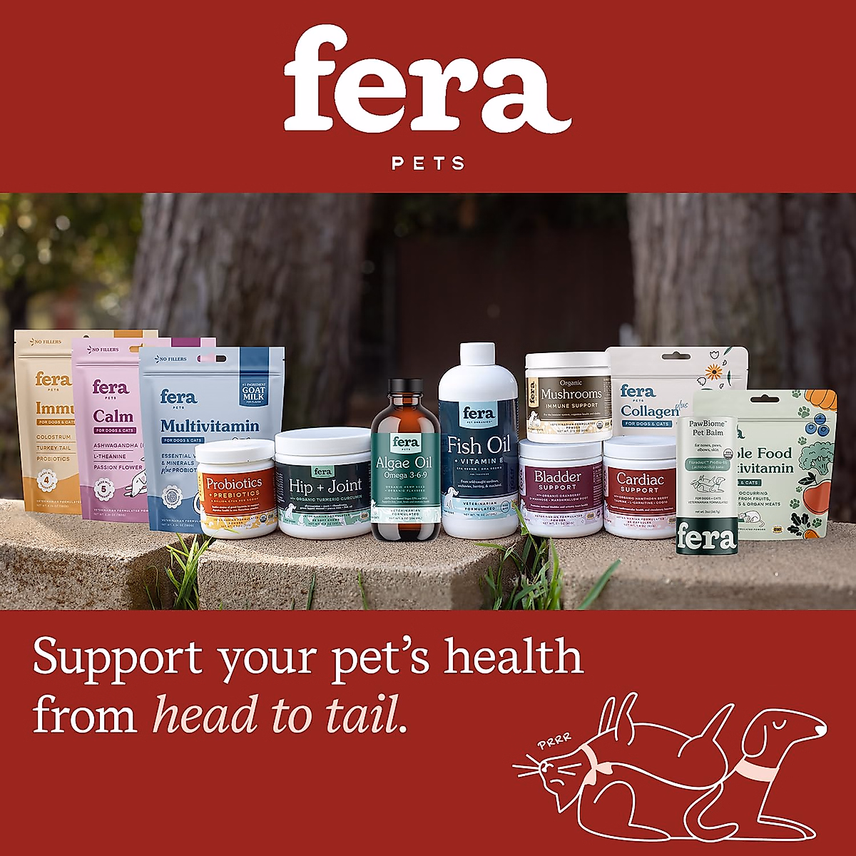 Fera Pets Cardiac Supplement for Dogs & Cats – 60 Capsules​ – Vet Created -Cardiovascular Function & Strength-Taurine, CoQ10, Organic Hawthorne Berry