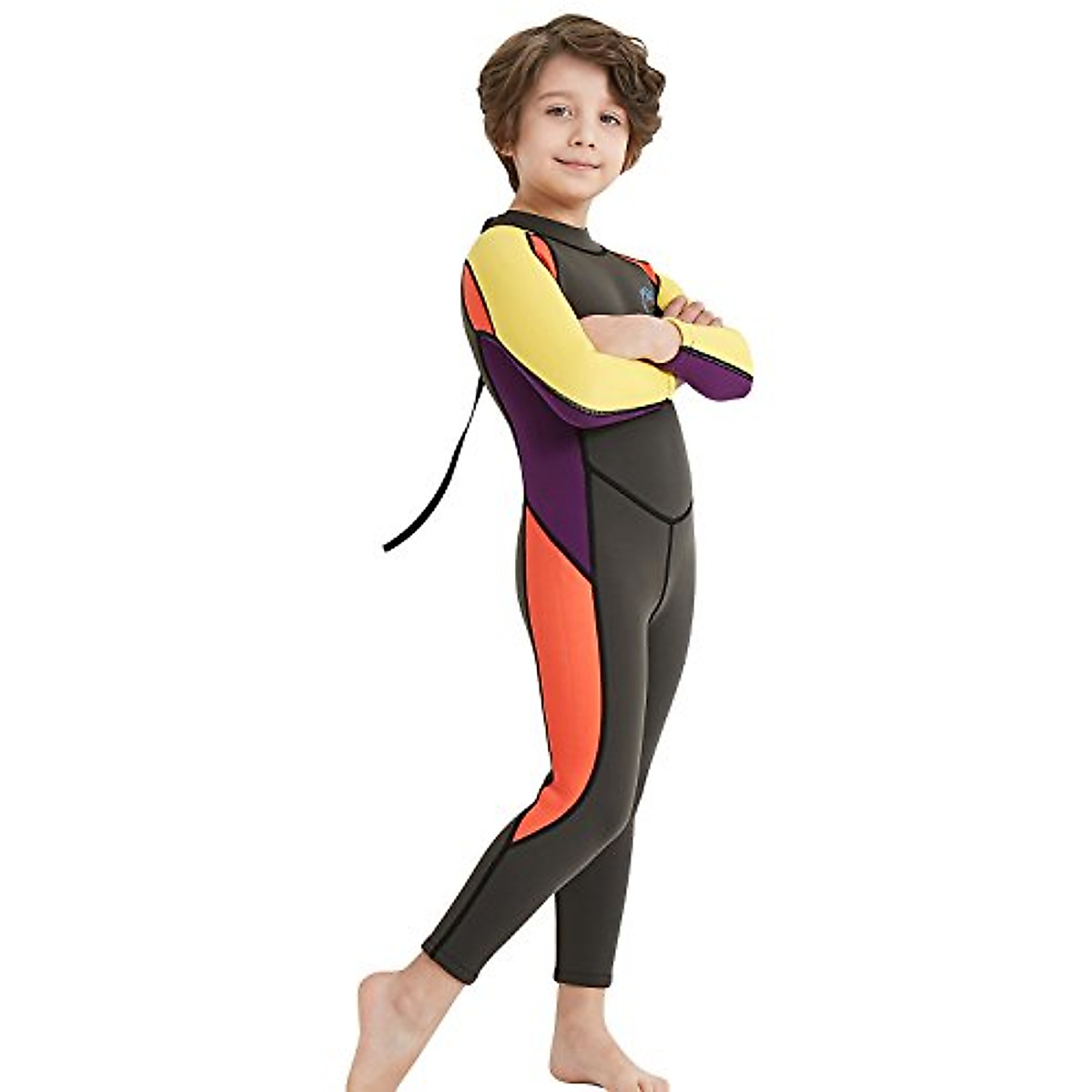 2.5mm Neoprene Dive Skin for Little Boys UV Protection One Piece Kids Wetsuit Quick Dry Swimmwear for Scuba Diving Swimming 4-5T Grey
